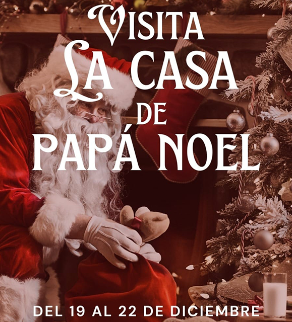 Dentro Del Cartel De Papá Noel Papá Noel Llega A La Plaza Del